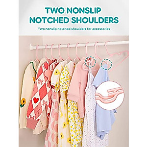 Smartor Pink Plastic Baby Hangers 60 Pack, Durable Kids Hangers with Dividers, Space Saving Baby Clothes Hangers for Closet, Cute Baby Hangers for Nursery, Clothing Hangers for Infant, Baby, Kids