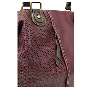 CHALA Laser Cut Crossbody Shoulder bag Tote Bag Faux Leather Plum (Handbag Only_ No Key fob)