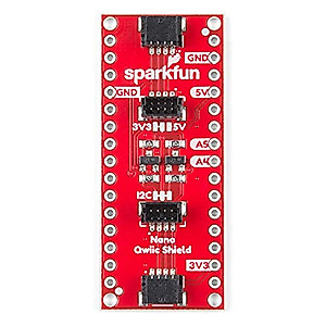 SparkFun Qwiic Shield Compatible with Arduino Nano-connect the I2C bus (GND, 3.3V, SDA and SCL) to four Qwiic connectors (two horizontally and two vertically mounted)-daisy chaining-Soldering Required