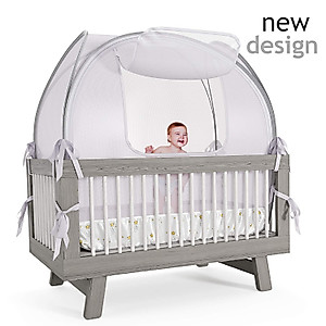 Nahbou Baby Crib Tent - Crib Canopy: Net Cover Crib Tent to Keep Baby from Climbing Out and Safety Crib Tent to Keep Cats Out. Popup Crib Net and Crib Cover Protects Against Mosquito Bites & Toddlers
