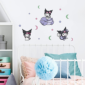 Baby Girls Wall Decor Anime Wall Decals Removable Vinyl Cute Wall Stickers for Kuromi's Room Wall Art Stickers Baby Nursery Girls Bedroom Wall Art Decor