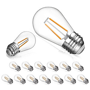 winsaLED Outdoor Light Bulbs, Replacement Bulbs for Outdoor String Lights, 2W Low Watt Light Bulbs for String Light Bulbs Replacement, UL S14 E26 120V 2700K Shatterproof 15 Pack