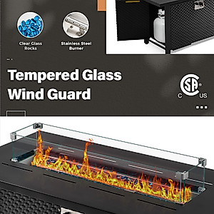 Solaste Aluminum Patio Furniture Set with Metal Fire Pit Table, 7 Seats Metal Outdoor Furniture with Water-Resistant Cushions, Modern Patio Conversation Set for Front Porch, and Backyard, Blue