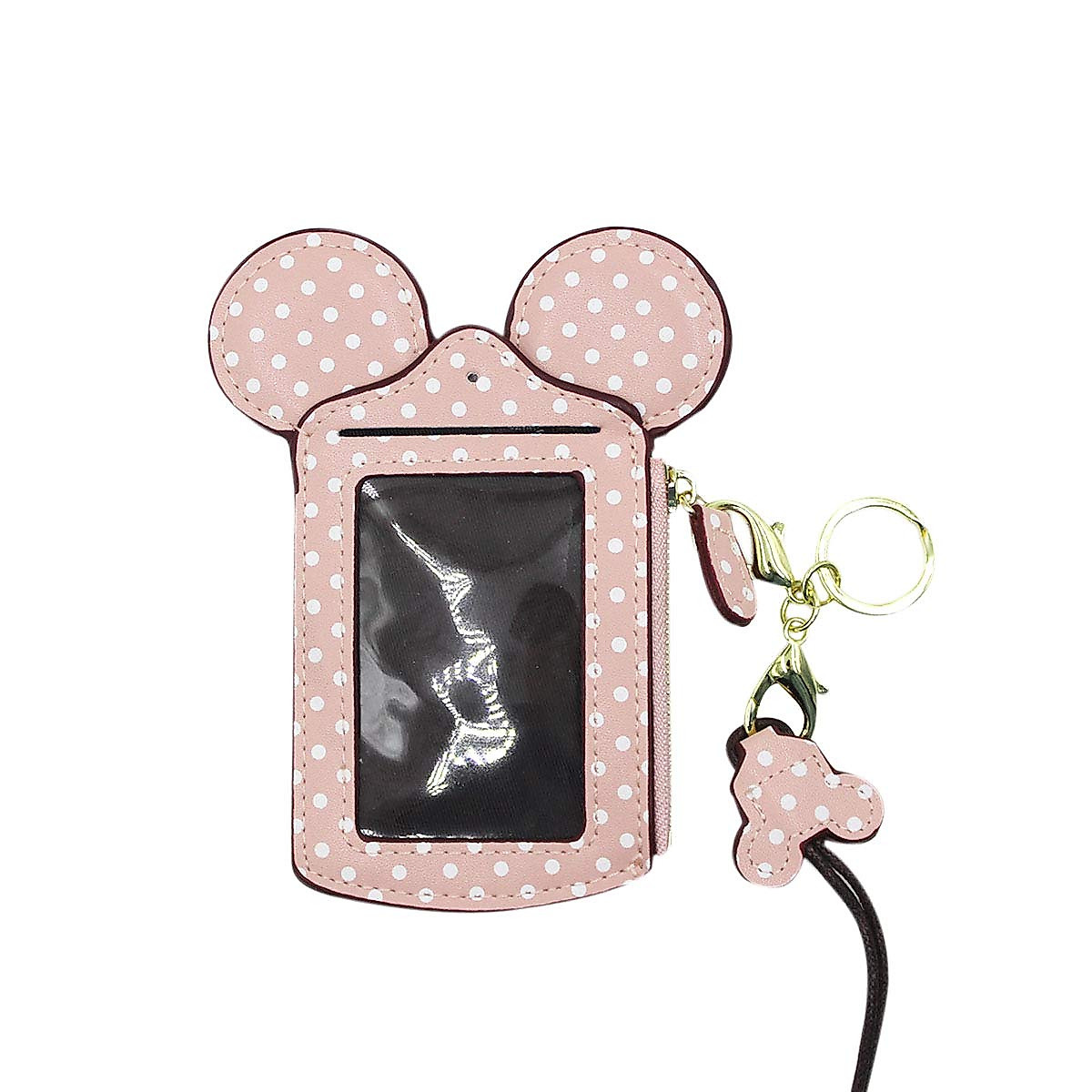 Cute Travel PU Leather Student ID Card Holder Animal Shape Neck Bag Wave Dot Wallet Coin Purse for Women Teens Girls