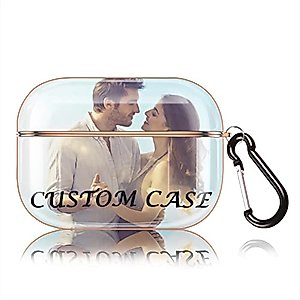 Custom AirPods Pro Case, Custom AirPod Case with Your Photo/Text, PC Hard Airpod Case with Chain, Personalized Gift Double-Side HD Print Cute Airpods Cover