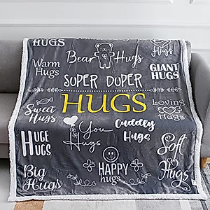 Piwaka Hug Blanket Gifts for Loved One - Cosy Sherpa Fleece Blanket in Grey | Machine Washable Plush Blankets - Heartwarming Gifts | Sentimental Gifts | Get Well Soon Gifts for Women | Get Well Gifts