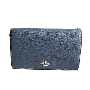 COACH Women's Anna Foldover Crossbody Clutch (Pebble Leather - Denim)