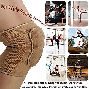 DANCEYOU Dance Knee Pads Thick Soft Sponge Volleyball Knee Brace for Big Kid Teen Adults Workout Knee Protector Football Pole Dance Yoga Tennis Running, Tan, XL