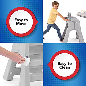 Simplay3 Big Kids Booster Seat, Lightweight Toddler Booster Chair for Dining Table and Kitchen, Toddler Kitchen Helper, Made in USA Gray