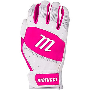 Marucci Badge Tee Ball/Coach Pitch Batting Gloves, White, Youth M/L
