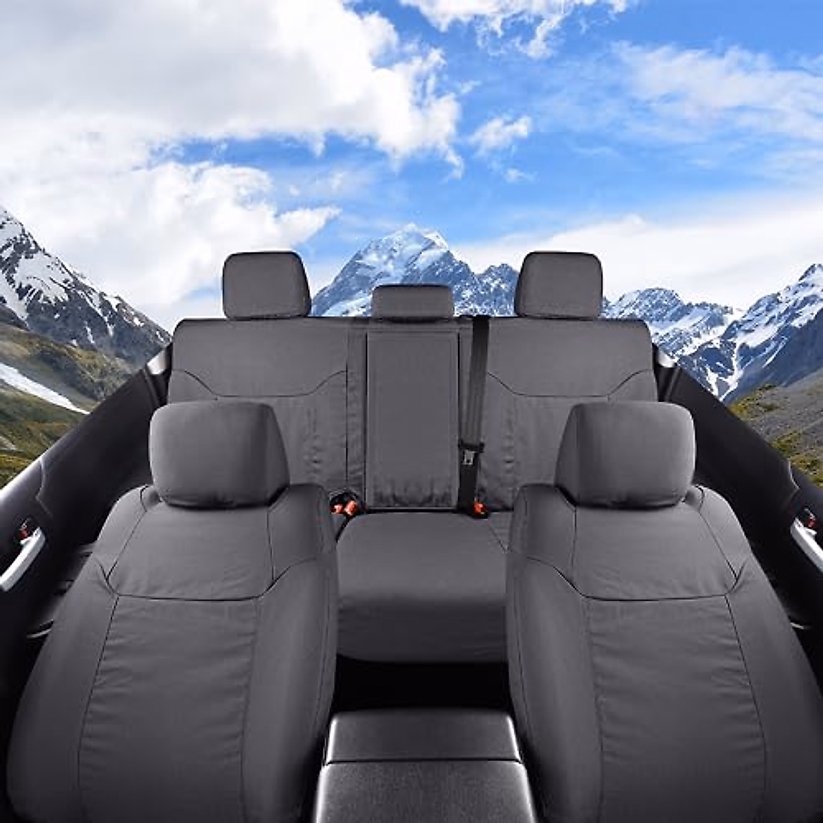 Truckiipa Toyota Tacoma Seat Covers Custom Fit for 2005 2006 2007 2008 2009 2010 2011 2012 2013 2014 2015 Regular/Double/Crew Cab SR SR5 TRD Sport TRD Off-Road TRD Pro Limited(Front Pair/Gray)