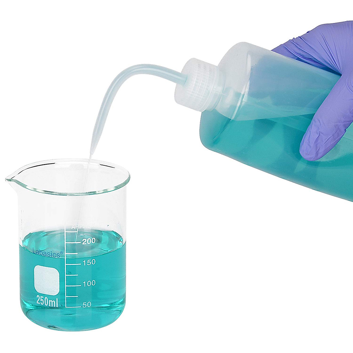 Labasics Chemical Wash Bottle, 3-Pack Plastic Safety Lab Squeeze Wash Bottle, LDPE with Narrow Mouth, 250 ml + 500 ml + 1000 ml (8 oz)/3 Bottles