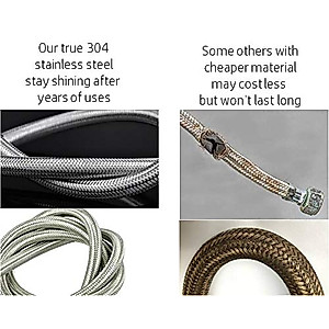 2-Pack Premium Stainless Steel Washing Machine Hoses - 6 FT No-Lead Burst Proof Red and Blue Lined Water Inlet Supply Lines - Universal 90 Degree Elbow Connection - 10 Year Warranty