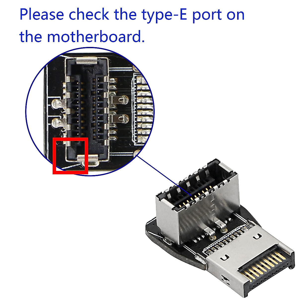 CERRXIAN 90 Degree USB Type E Adapter, Up Angle USB 3.2 Type E Male to Female Front Panel Internal Connector Adapter High Speed 10Gbps for USB C Header Motherboard(Up/A)