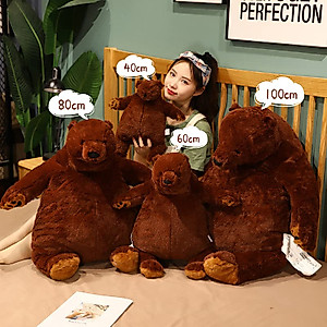 MIAOHAHA 100cm Giant Djungelskog Teddy Bear Dark Brown Plush Toy Bear Big Teddy Bear Stuffed Animal Doll Home Decor Birthday Gift for Girl,Boy (39.3in/100cm)