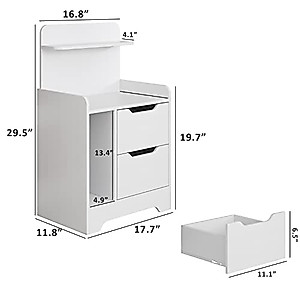 hosote White Nightstand with Charging Station USB Port, Night Stand with Drawers Open Storage and Shelf, Bedside Table for Bedroom Side Table End Table Sofa Table for Living Room