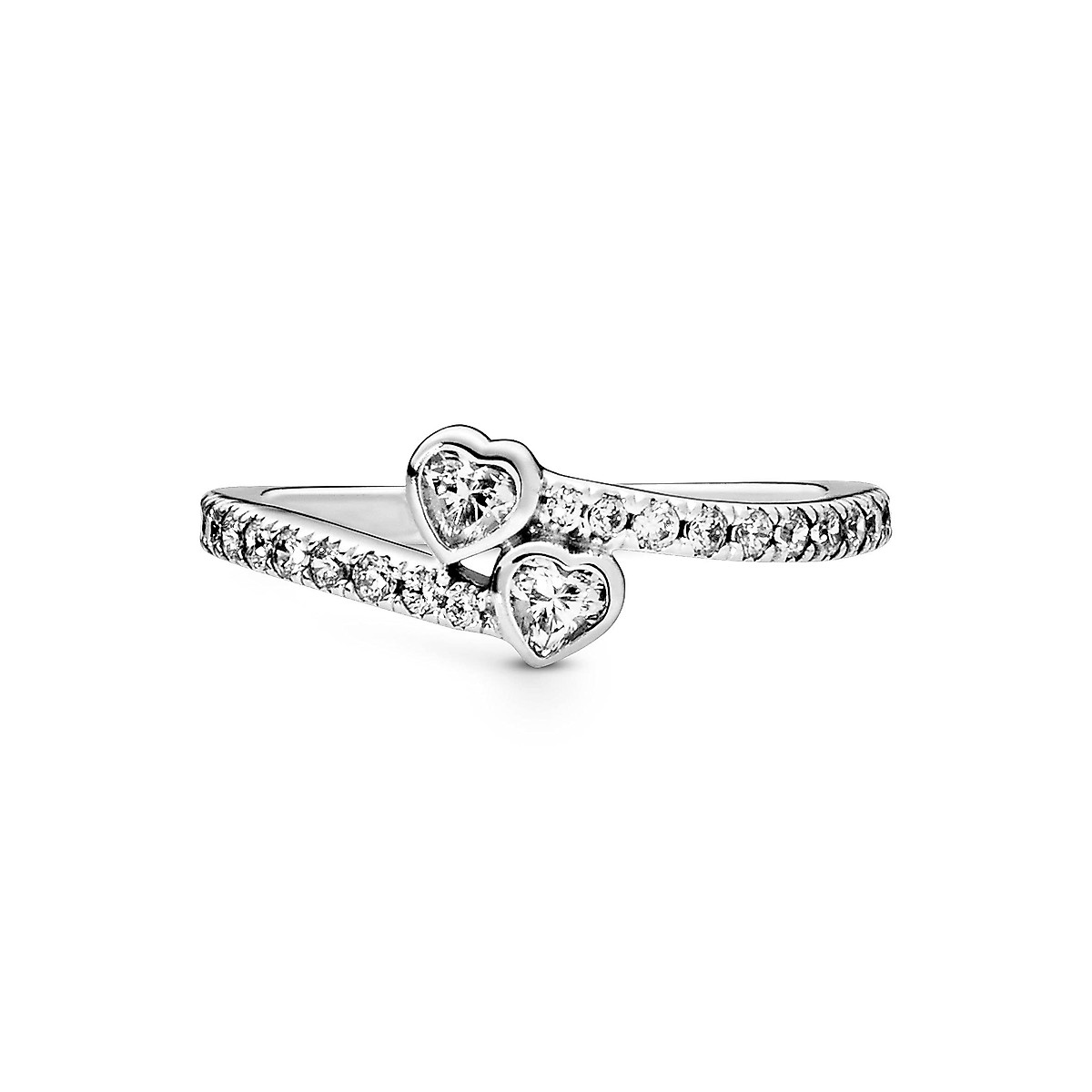 Pandora Two Sparkling Hearts Ring - The Ultimate Symbol of Love - Sterling Silver Ring for Women - Gift for Her - Sterling Silver with Clear Cubic Zirconia - Size 6