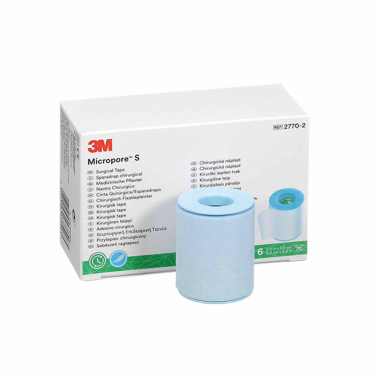 3M™ Micropore™ S Surgical Tape, 2770-2, 2 inch x 5.5 yard (2.5 cm x 5 m), 6 Rolls (Pack of 1)