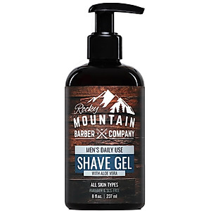Men's Shave Gel - Clear Shaving Gel So You Can See Where You Are Shaving – For Full Shaves and Tightening Beard Lines - 8oz by Rocky Mountain Barber Company