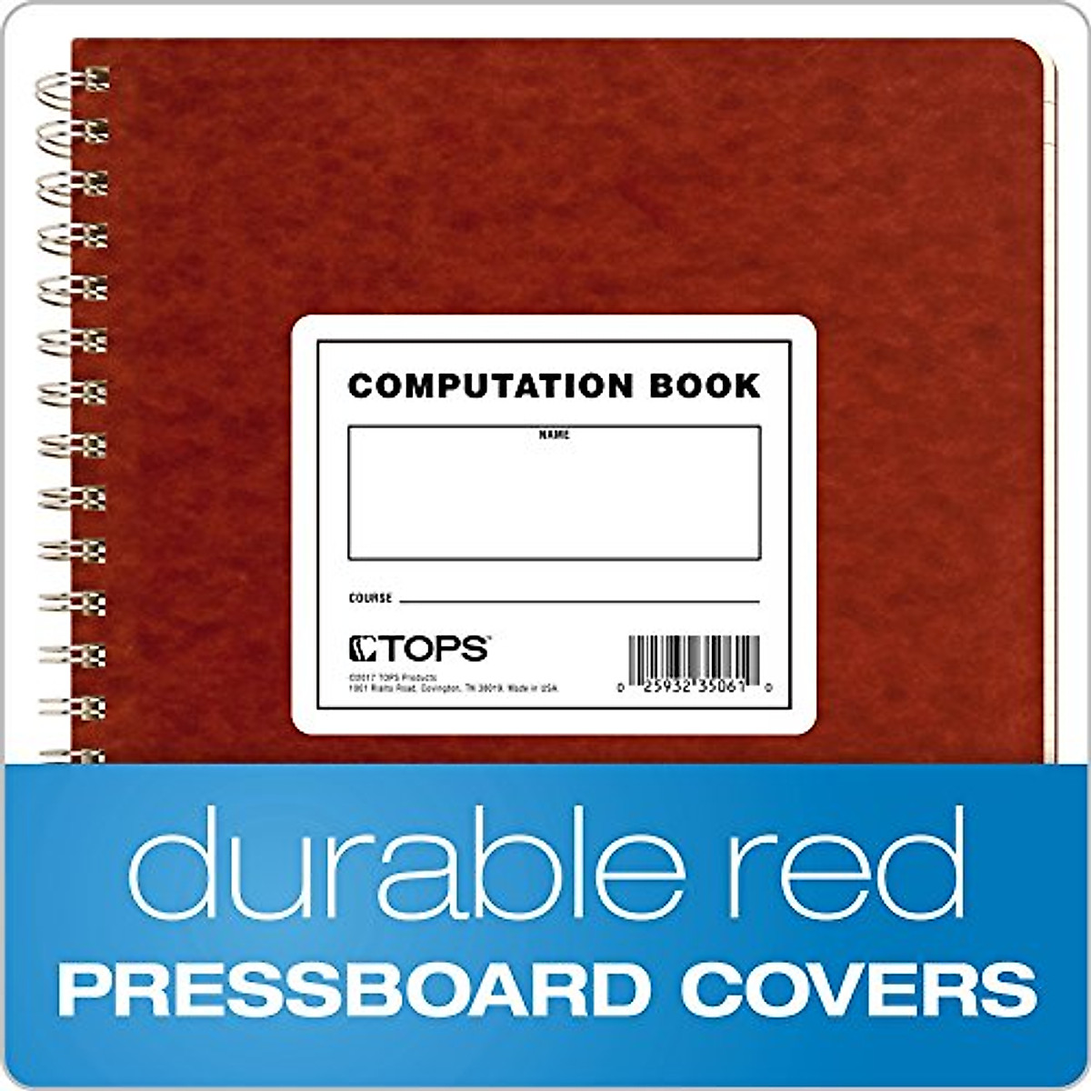 Tops TOP35061 Computation Book, 11.75 x 9.5 Inches, Double Wire, 152 Numbered Pages, Quadrille Ruled, 76 Sheets, Buff, (35061)