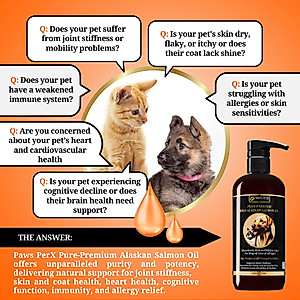 Paws PerX Premium-Pure Salmon Oil; Natural Caught Fish Oil for Dogs & Cats - Omega 3 Pet Supplement for Healthy Coat & Joints - Sustainably Sourced, Cold-Extracted, Human-Grade Quality 2x16 fl oz