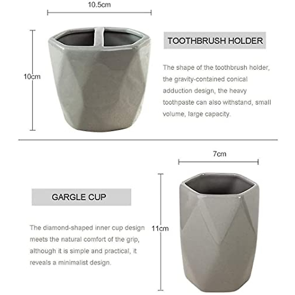 DVTEL Ceramic Mouthwash Cup Sanitary Suit Household Toothbrush Sanitary Suit 5-Piece Set (Color : Khaki)