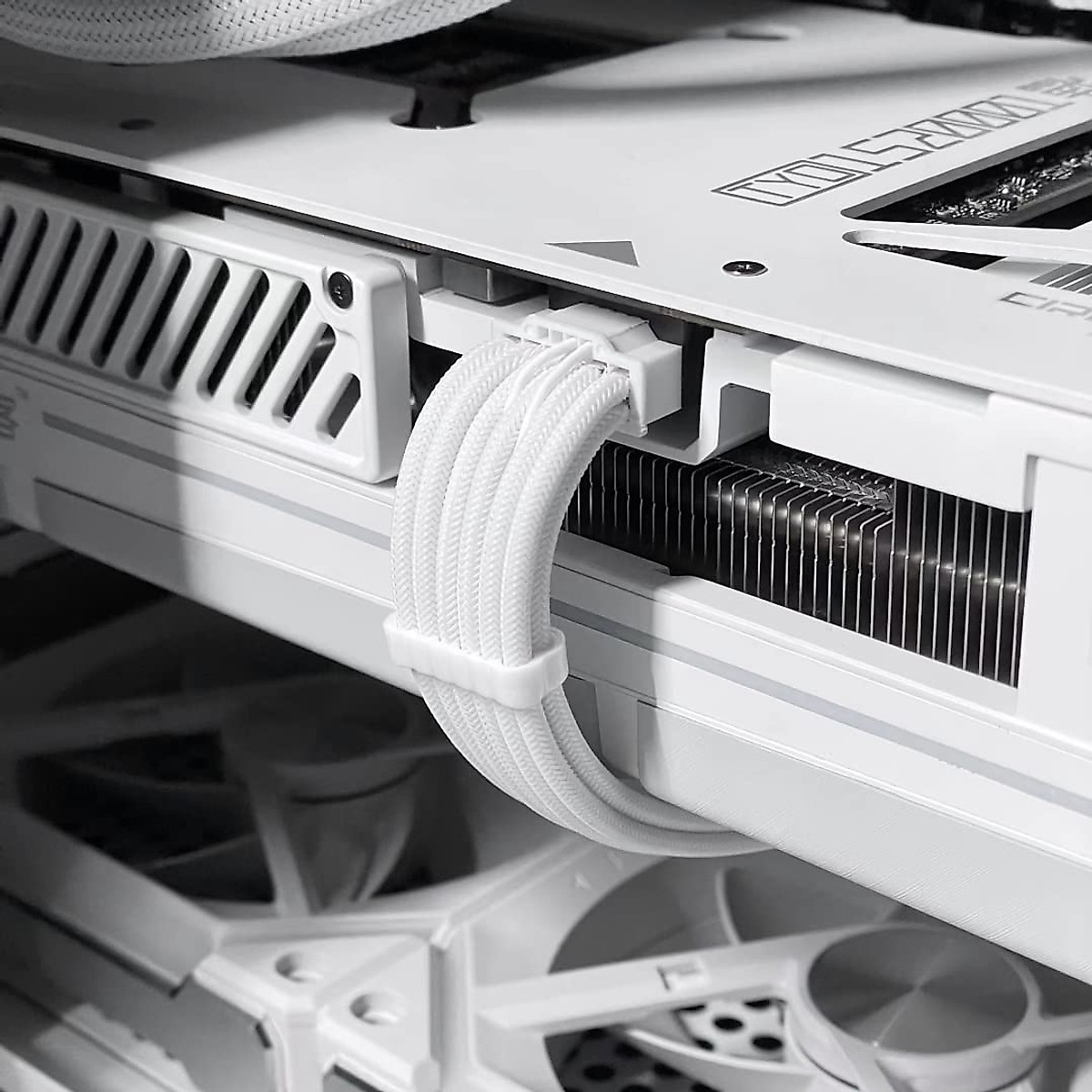 ABNO1 RTX4090 16Pin(12+4) to 4x8pin PCI-e 5.0 Sleeved Cable Extension 30CM Length with Combs,12Pin Compatible for 4070ti&4080&3090Ti Series (White/Single)