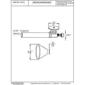 Westbrass D1114-12 D1114 Round Handle Straight Stop 1/2" Copper Sweat x 3/8" OD Comppression Outlet, Oil Rubbed Bronze