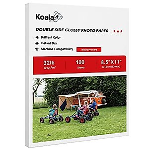 Koala Double Side Glossy Photo Paper 8.5x11 Inches 120gsm 100 Sheets Compatible with Inkjet Printer