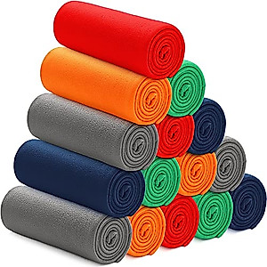 15 Pack Bulk Fleece Throw Blankets 50 x 60 Inch Lightweight Warm Fleece Blanket Assorted Color Polar Fleece Blanket Ultra Soft Solid Polyester Sofa Blanket for Home Office Bed Couch Chair,5 Colors