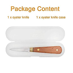 Oyster shucking knife, oyster knife, full tang knife not easy to break and bend (1knife+1case)