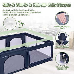 Large Baby Playpen, Playpen for Babies and Toddlers, Extra Safe with Anti-Collision Foam Baby Fence, Indoor & Outdoor Playard Kids Activity Center