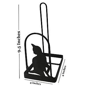Evelots Kitty Cat Toilet Paper Holder-Free Standing-Bathroom Space Saver-Black Metal