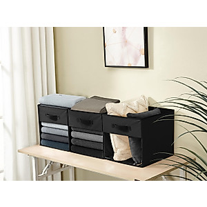 DECOMOMO Kallax Storage Cubes, 13x13x15 Storage Cube Bins with Window, Baskets for Organizing Shelves (Kallax / 4pcs, Black)