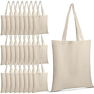 24 Pieces Canvas Tote Bags, Blank Plain Canvas Bag Lightweight Reusable Grocery Shopping Cloth Bags with Handles for DIY Crafting and Decorating,13 Inch W x 15 Inch H