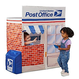 Kid Trax USPS Play Tent for Kids, Tent House for Kids, Large Front and Rear Openings, Mail Collection Box, Includes Carrying Case, Mail Truck or Carrier Accessory, Kids Play House, Post Office Toys