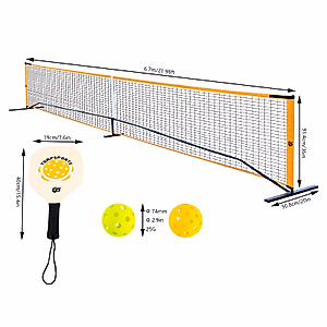 Portable Pickleball Net Set 4 Pickleballs 40&26 Holes Official Size Pickleball Net with 4 Pickleball Paddles Outdoor Pickleballs and Carry Bag for Badminton Tennis Driveway