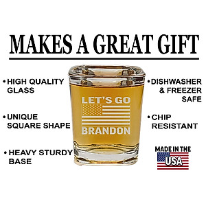Square Funny Let's Go Brandon Shot Glass Gift For Republican or Conservative