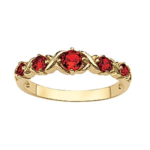 PalmBeach Gold-Plated Simulated Birthstone X O Ring Sizes 5-10 Size 8 Month 7