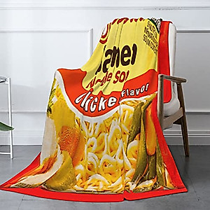 Ramen Noodle Soup - Beef Flavor Ramen Noodles Soup Throw Blanket Fuzzy Plush Fleece Instant Noodle Blankets Soft Cozy Microfiber Flannel Blanket for Couch Bed Decor Travel 50"X40"