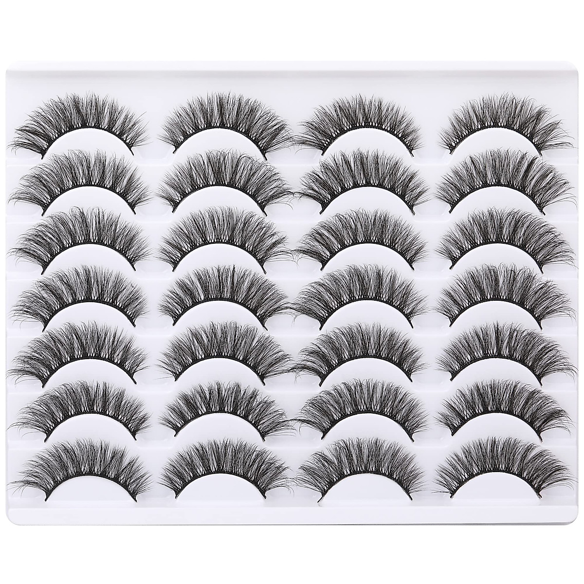 Newcally Lashes Mink Natural Look Cat Eye Wispy False Eyelashes Fluffy Volume Long Fake Eye Lashes Pack 3D Strip Faux Mink Eyelashes 14 Pairs
