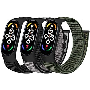 WNIPH Nylon Band Compatible with Xiaomi Mi Band 7/Mi Band 6/Mi Band 5/Mi Band 4/Mi Band 3/Amazfit Band 5, Soft Adjustable Sport Loop Wristband Replacement Strap for Xiaomi Mi Band 7/6/5/4/3 Women Men