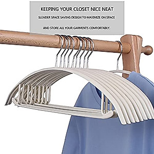 PJJXMY Clothes Hanger Rubber Coated Contour Metal No Bumps Hanger, Suit Hanger,Coat Jacket Hangers,Sweater Hanger, Ultra Thin Space Saving Heavy Duty Hook Durable T-Shirt Hanger (White, 10)