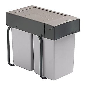 RICHELIEU 2270100 2270 227 Series Bottom Mount Double Bin Trash Can with Full Extension Slides - 14.79 Quart Capacity per Bin