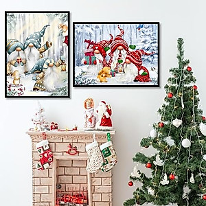 AOKLLA Diamond Painting Kits for Adults Clearance, 4 Pack Christmas Gnome Diamond Art Kits for Kids, DIY 5D Round Full Drill Crafts Diamond dots Home Wall Decor Gifts (12x16inch)