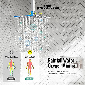 SR SUN RISE SRSH-C1003 Ceiling Mount Bathroom Luxury Rain Mixer Shower Combo Set Rainfall Shower Head System 10 Inch Polished Chrome (Contain Shower Faucet Rough-In Valve Body and Trim）