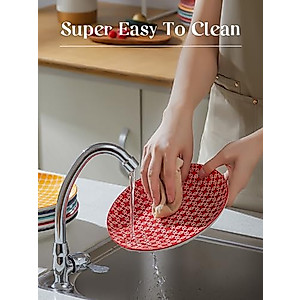 DOWAN 8.5" Dessert Plates - Colorful Ceramic Salad Plates, Easter Plates for Pasta, Dinner, Snack, Fruit, Party, Wedding - Dishwasher & Microwave Safe, Set of 6