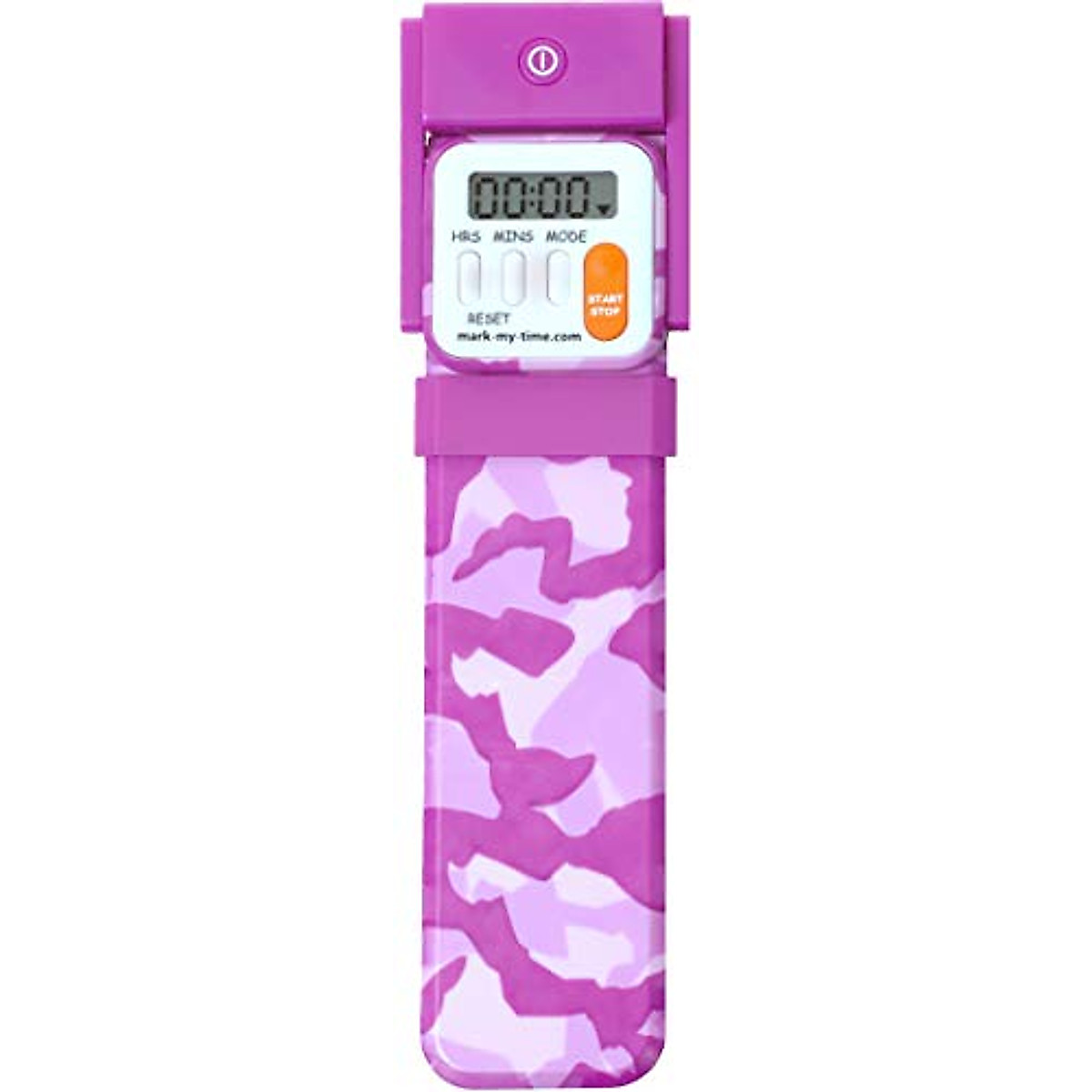 Mark-My-Time LED Book Light and Digital Reading Timer Bookmark – Pink Camouflage