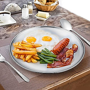 HaWare 6-Piece 18/8 Stainless Steel Plates, Metal 304 Dinner Dishes for Kids Toddlers Children, 10 Inches Feeding Serving Camping Plates, Reusable and Dishwasher Safe