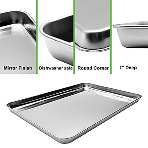 ASHQSS Baking Sheet with Rack Set,Stainless Steel Baking Pan with Cooling Rack,Non-Stick Cookie Sheets for Oven, Heavy Duty & Dishwasher Safe & Easy to Clean